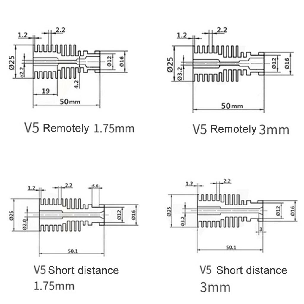 E3D V5 V6 Ekstrüder Radyatör Uzaktan All-Metal 1.75/3Mm Besleme için V6 ...