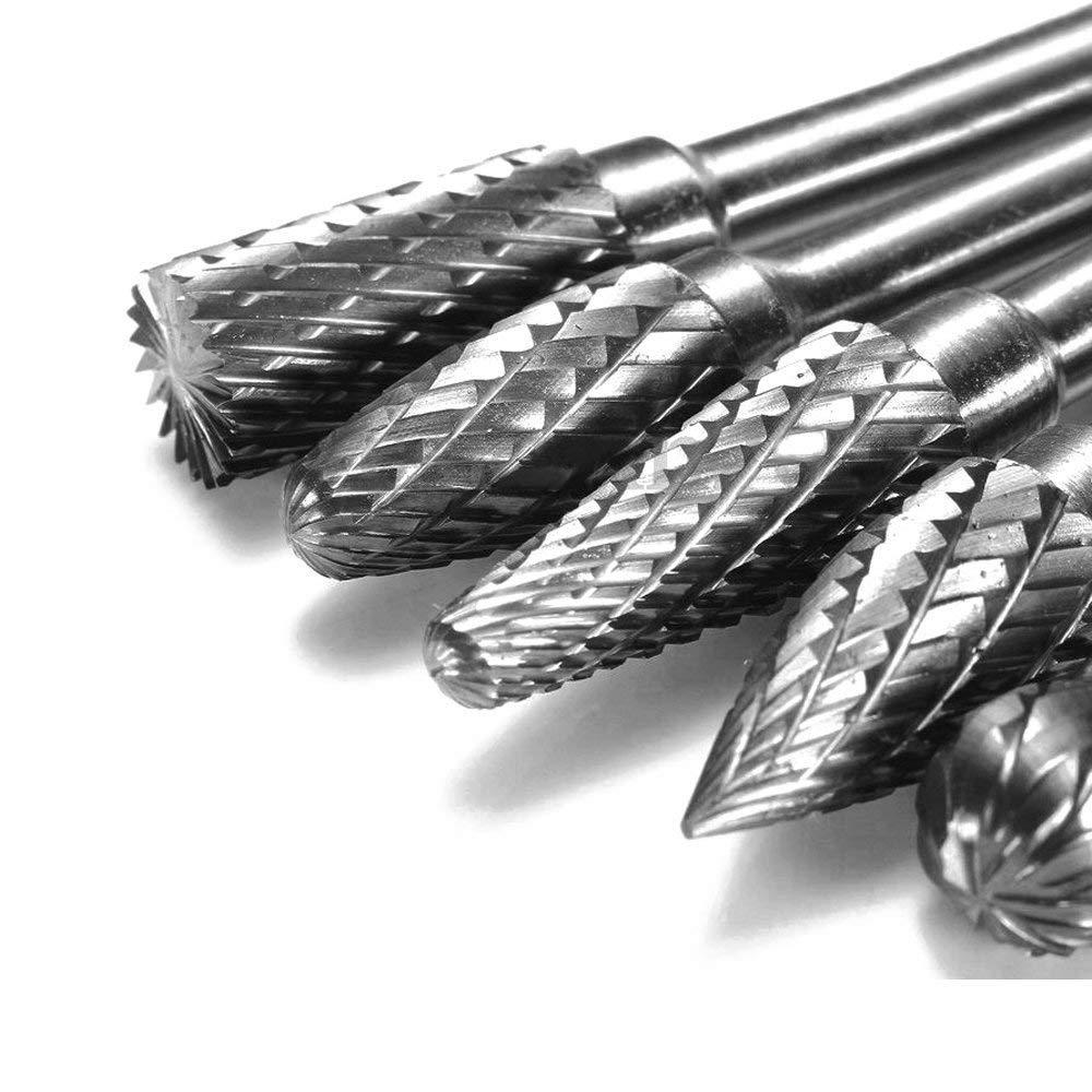 Buy 5pcs 1/4'' Tungsten Carbide Rotary Point Burr Die Grinder Shank Set ...