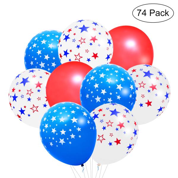 74Pcs 12inch 4th of July Balloons Patriotic Decorations Colorful Party ...