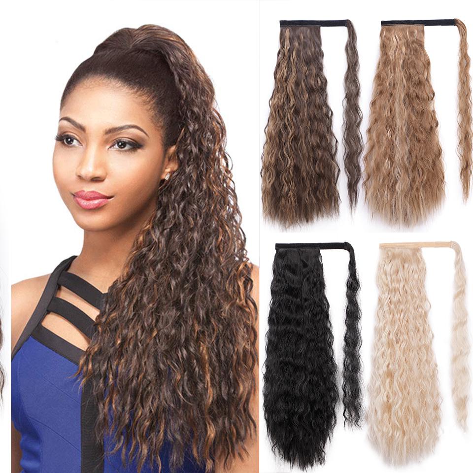 Buy Wavy Long Ponytail Synthetic Hairpiece Wrap on Clip Hair Extensions ...