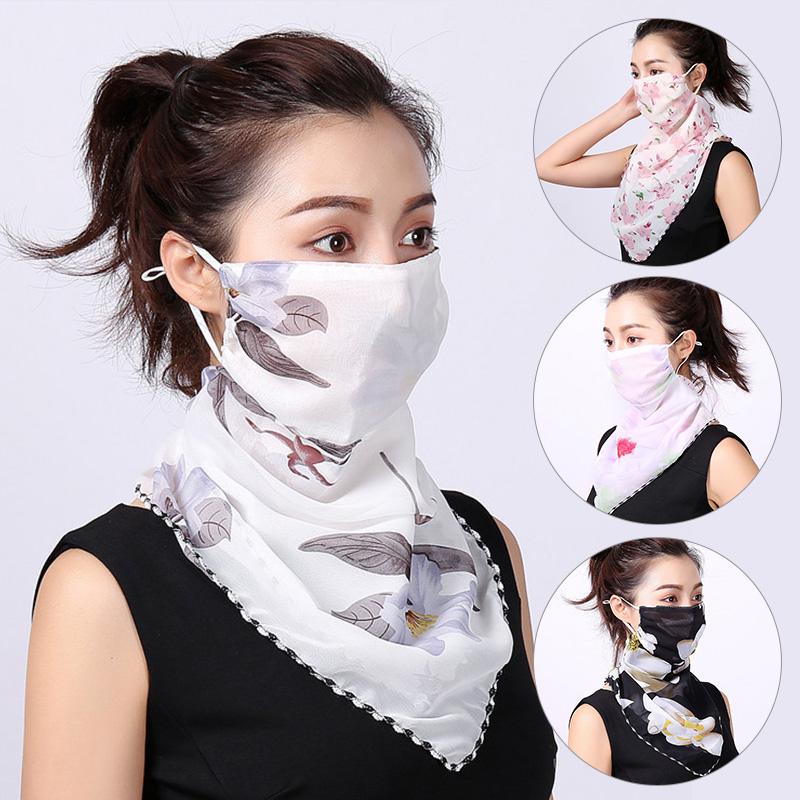 Buy Women Neck Masks Breathable Chiffon Neck Protection Bandana Summer ...
