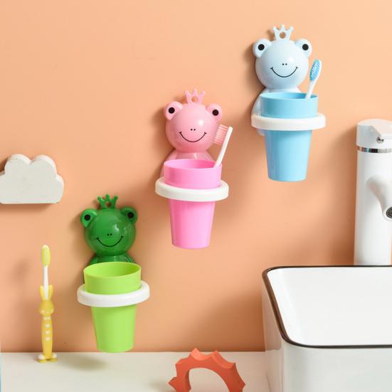 Buy Frog Shape 1 Set Toothbrush Cup Cartoon Kids Teeth Wall-mounted ...
