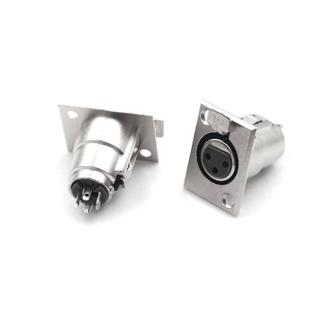 5 Pc Female Chassis Socket 3 -Pin Xlr Jack Panel Mount Connector Nickel ...
