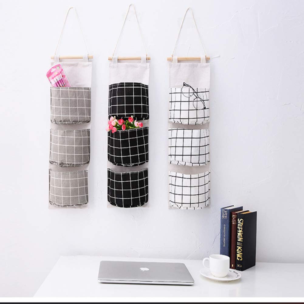 3 Pockets Pockets Wall Hanging Storage Bag Cloth Sundries Organizer ...