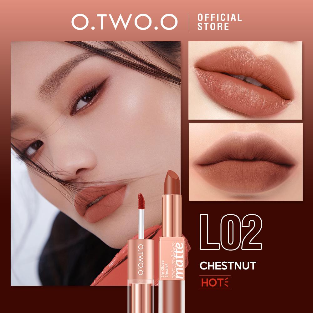 Buy O.TWO.O Lipstick 12 Colors Lip Gloss 2 in 1 Lip Tint Waterproof ...