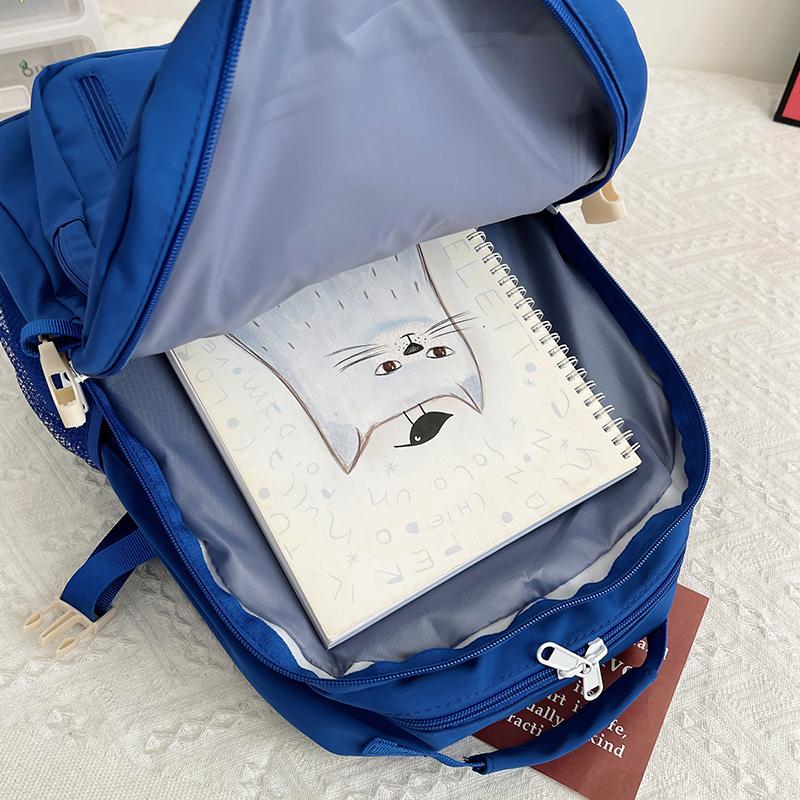 Solid Color Book Bag Large Capacity Traveling Backpack Student ...