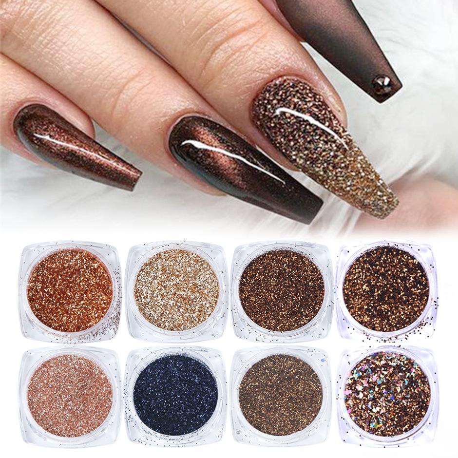 Buy 6 Colors/set Nail Art Glitter Fine Powder Ultra-thin Mermaid Nail ...