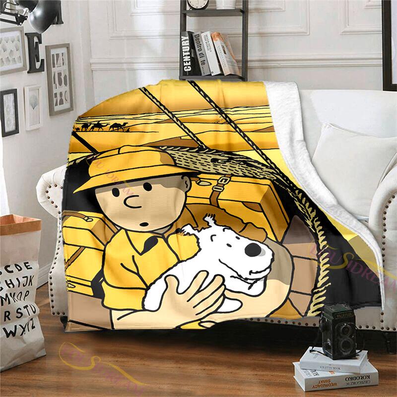 Buy Cartoon Tintin Blanket Super Soft Flannel Blanket Plush Bed Blanket ...