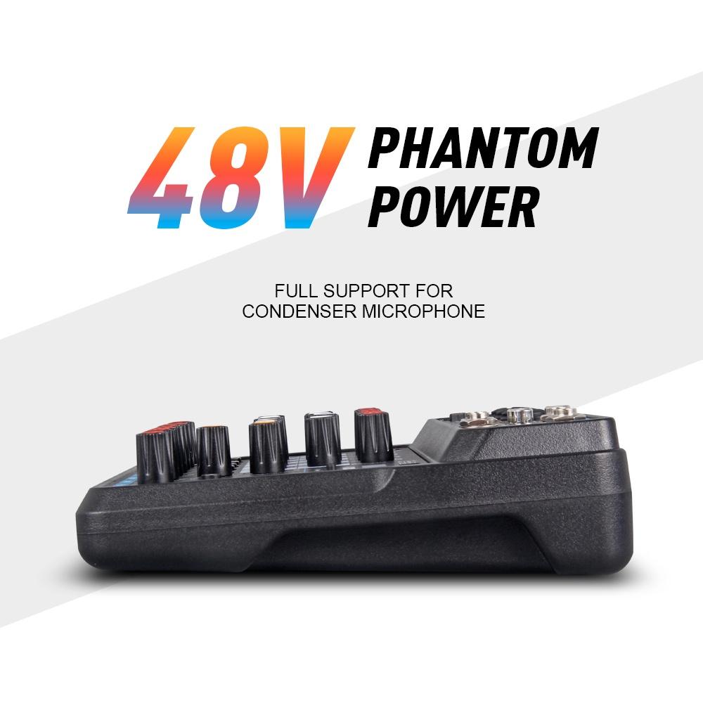 Buy Protable Mini Mixer Audio DJ Console with Sound Card, USB, 48V ...