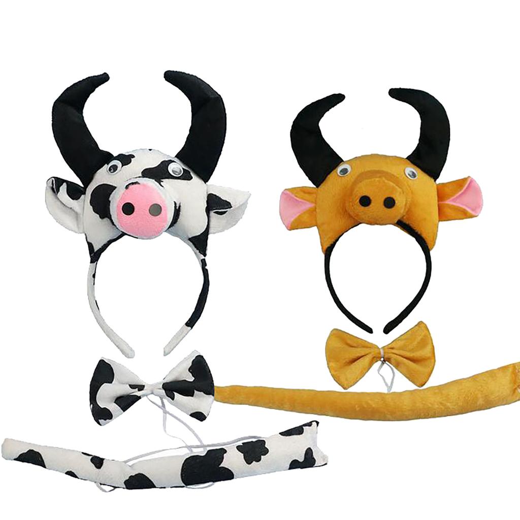 Buy Cow Animal Hat Set Headband Bow Tie Children's Day Decoration ...