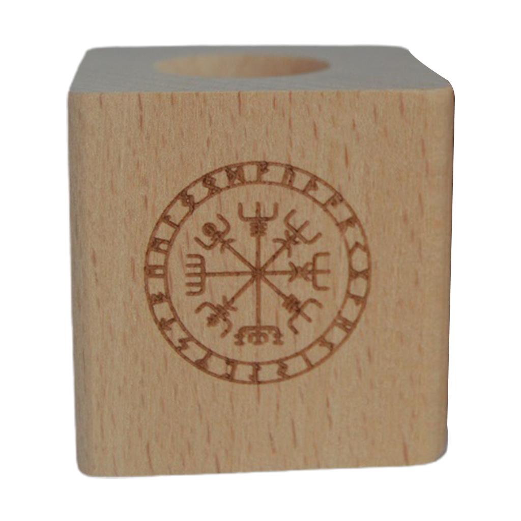 Buy Wood Altar Candle Holders Wooden Candlestick Triple Moon Viking ...