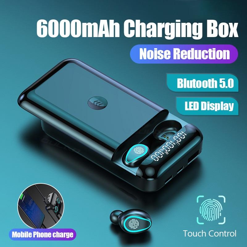 TWS Wireless Earphones 6000mAh Charge Case HD Stereo Bluetooth ...