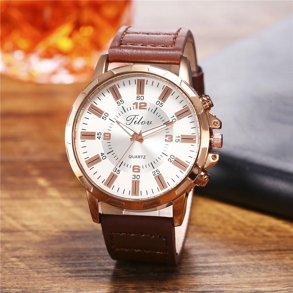 Buy JILOU Fashion Creative Big Dial Double Scale Belt Men's Quartz ...