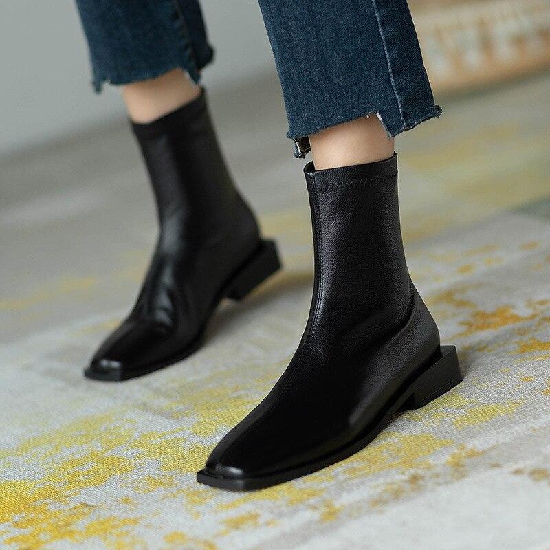 Buy Simple Women Boots Comfortablesquare Toe High-Quality Short Boot ...