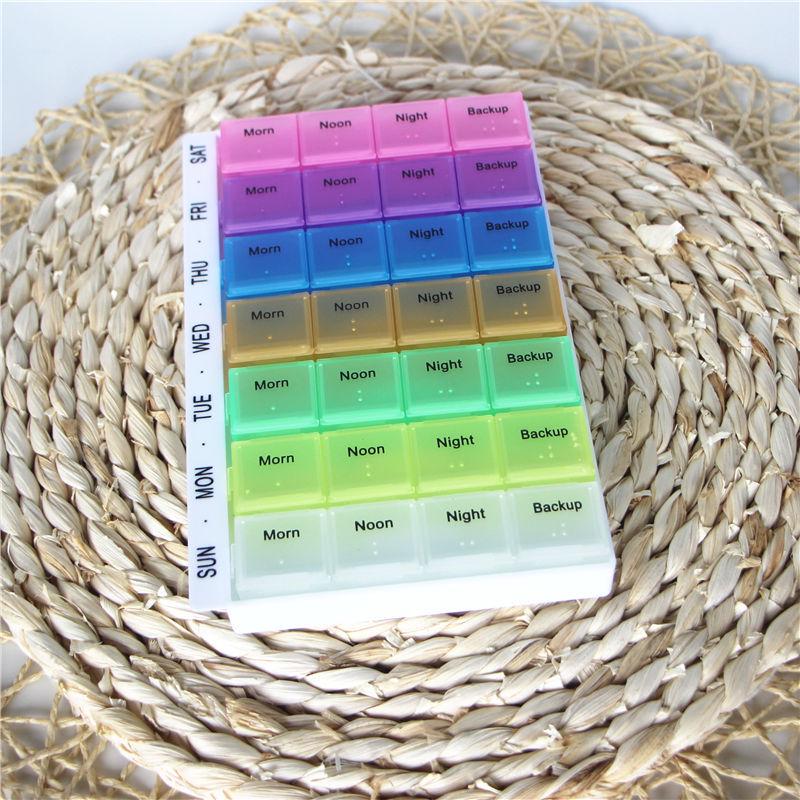 Buy 7 Days 28 Grids Colorful Kit Pill Storage Box Portable Pill Round ...