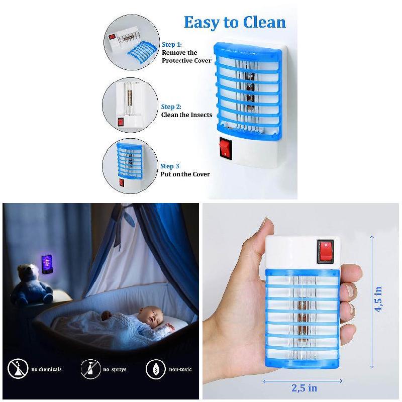 Buy Electric Trap LED Night Lamp Plug-In 3Pcs Lamp Zapper Killer Insect ...