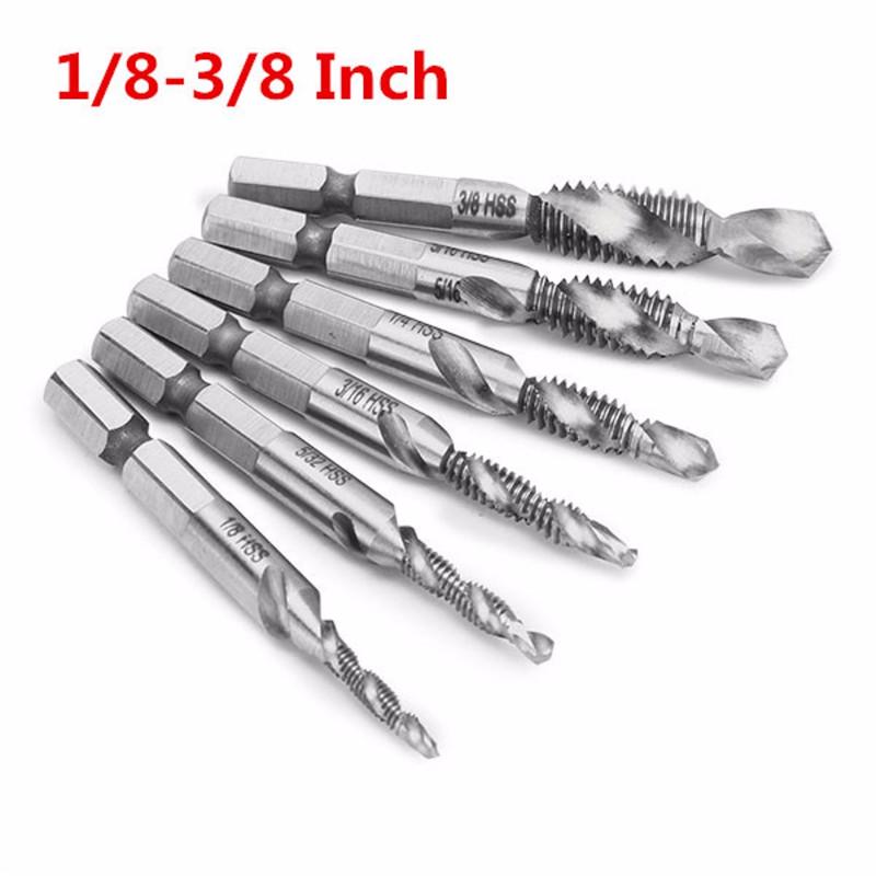 Buy 6Pcs 1/8-3/8 Inch Bsw Thread Hss Combination Drill Tap Bit Set 1/4 ...