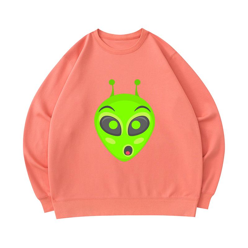 Men's 300 GSM 100% Cotton Sweatshirt Green Alien Head Print Street ...