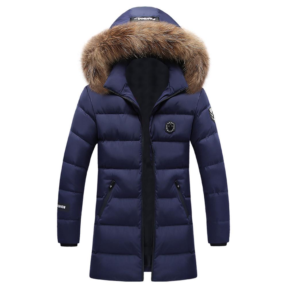 Buy Mens Fashion Medium Length Jacket Thickened Velvet Cotton Padded ...