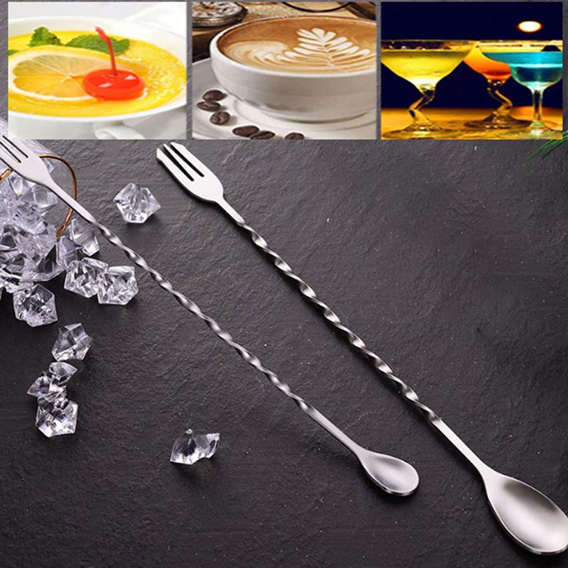 Buy 2Pcs Long Handle Mixing Spoon Stainless Steel Bar Cocktail Spoon ...
