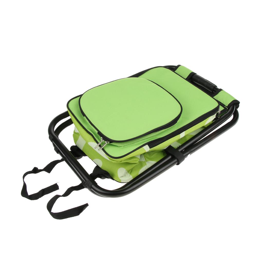 Buy Foldable Backpack Chair Portable Camping Stool W/ Cooler Bag ...