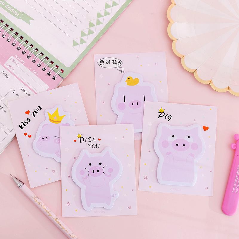Buy Creative Cute Cartoon Little Pink Pig Sticky Notes for Reminding ...