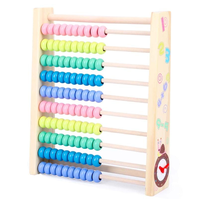 Buy 10-Row Wooden Frame Abacus with Multi-Color Numbers Calculating ...