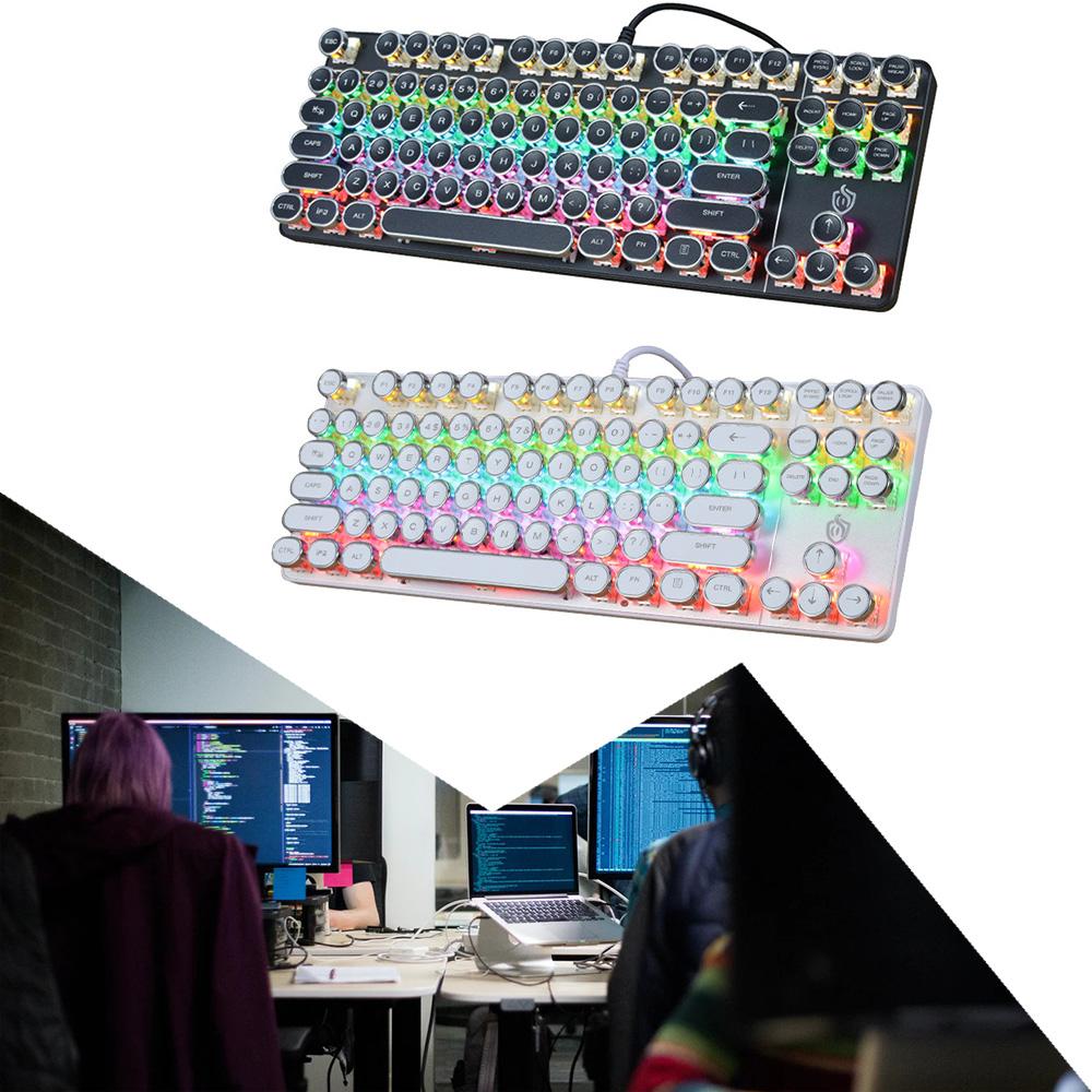 Buy BBy Punk Mechanical Keyboard USB Wired Round Retro Keycap Gaming ...