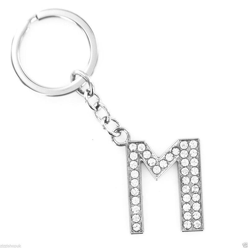 Buy Keychain Crystal Rhinestones 26 Alphabet Keyring Initial Letter Key ...