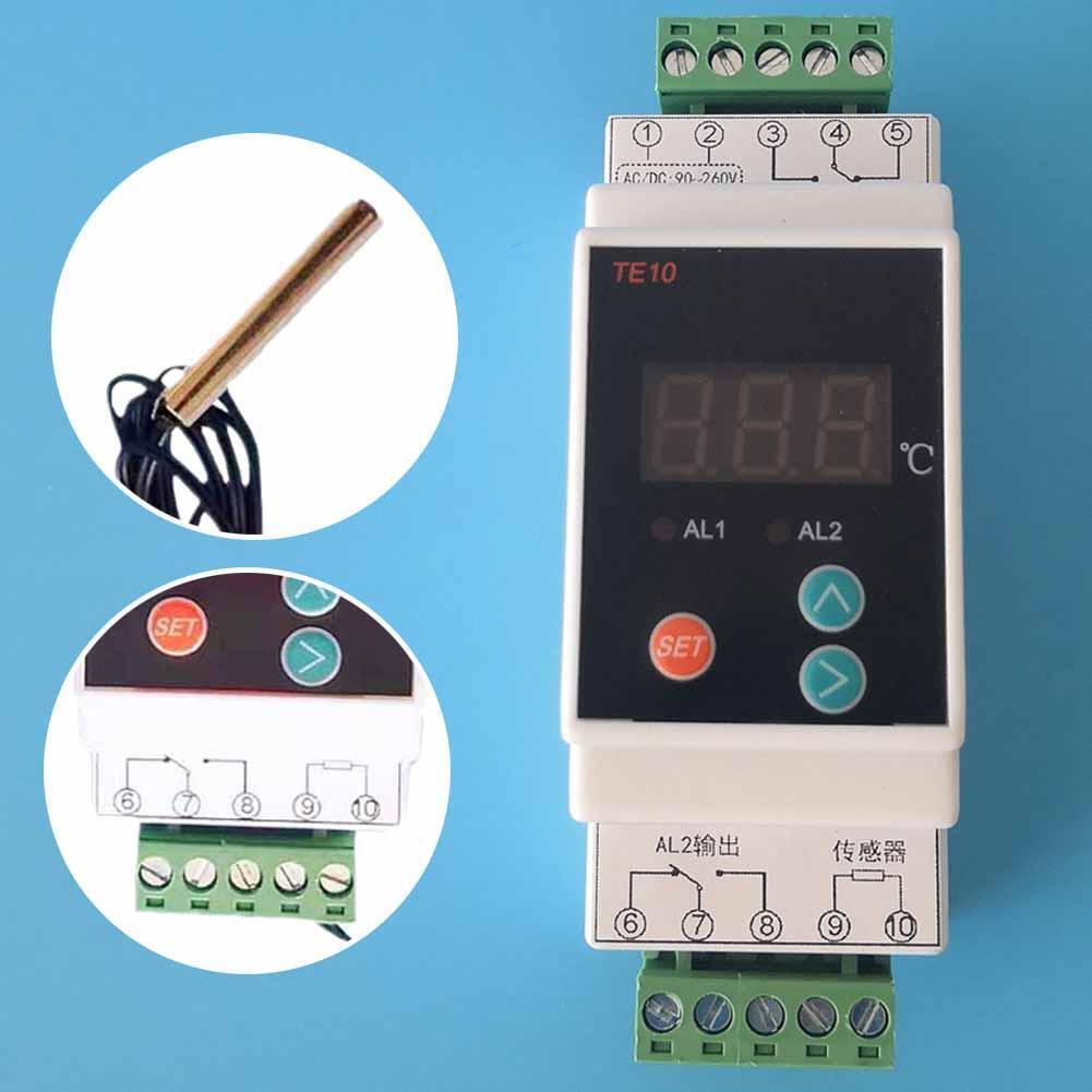 PDTO 90~260V Din Rail Thermostat 2 Way Relay Output Temperature Alarm Controller – the best ...