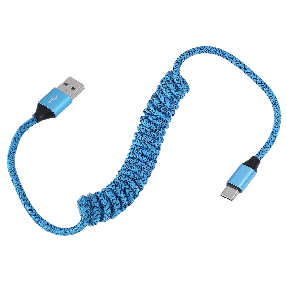 Retractable Coiled Spring USB To Type‑C Charger Fast Charging Stretch ...