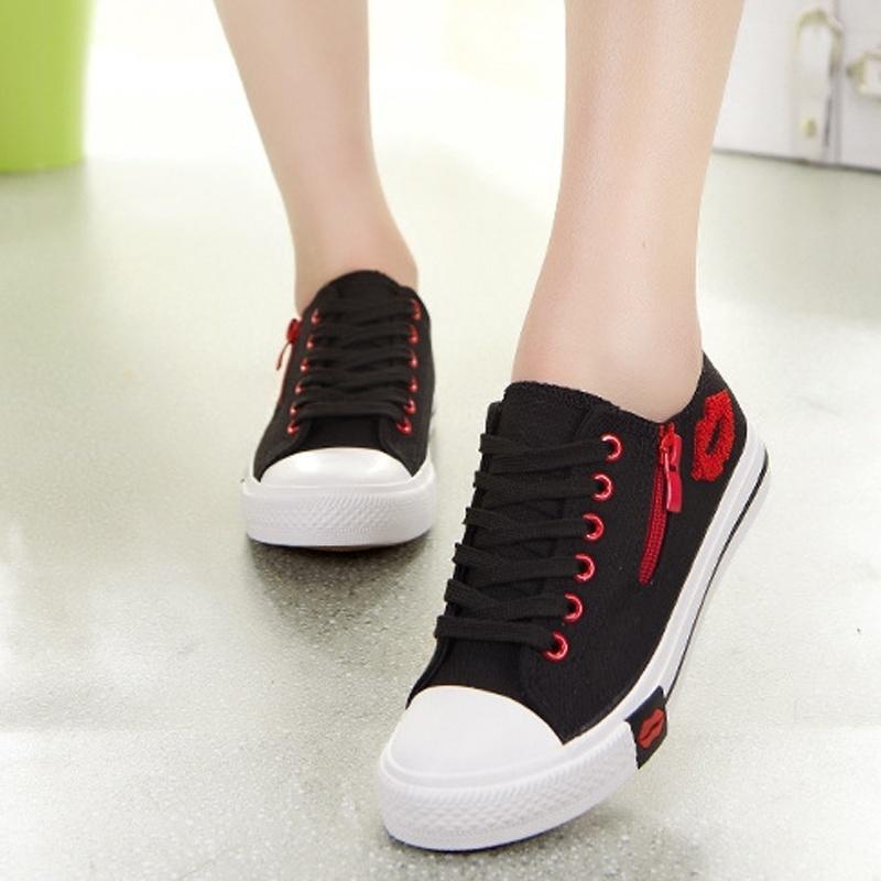 Buy Women Side Zipper Canvas Shoes Casual Sneakers at affordable prices ...
