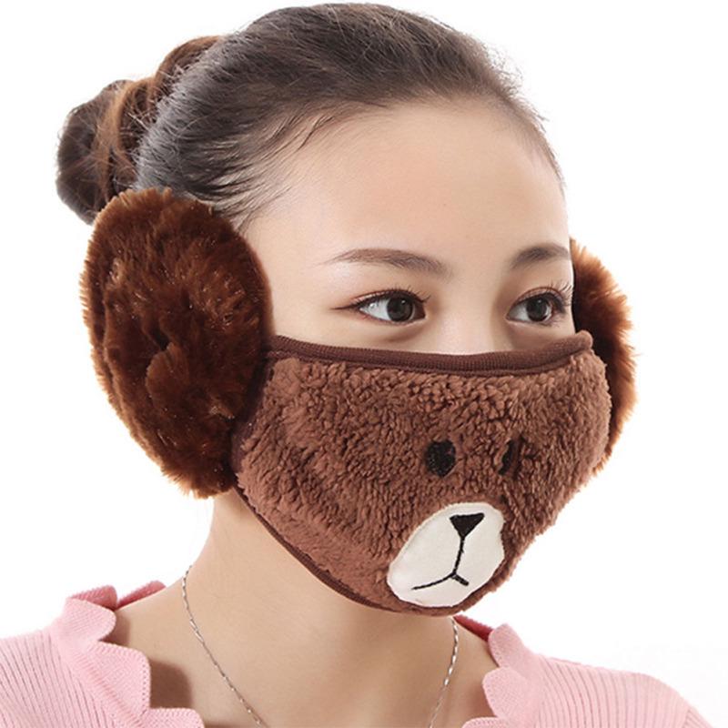 Buy 2 in 1 Unisex Winter Ear Warmers Mask Adjustable Plush Lovely Funny ...