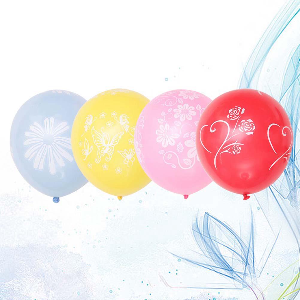 Buy 100Pcs Colorful Latex Premium Floral Prined Durable Rubber Balloons ...