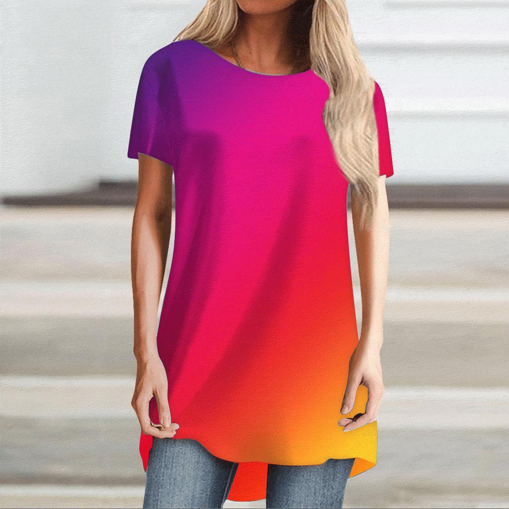 Satın alın Women's Round Neck Short Sleeve Loose T-Shirt Plus Size ...