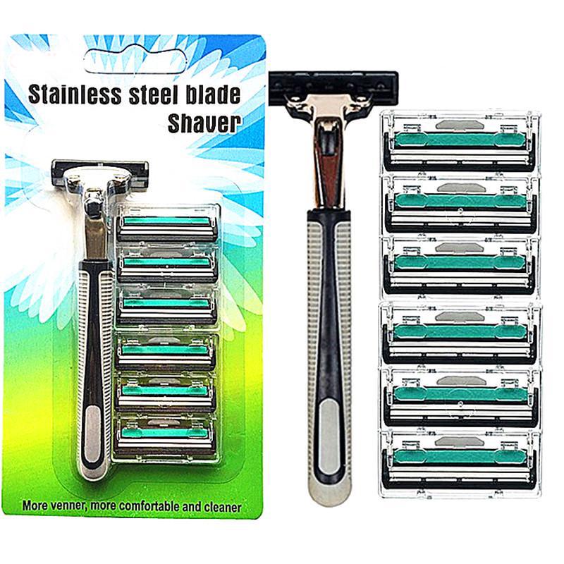 Buy 2 Layer Razor Blade Tool 6 Blades+1 Knife Holder Shaver Razor Beard ...