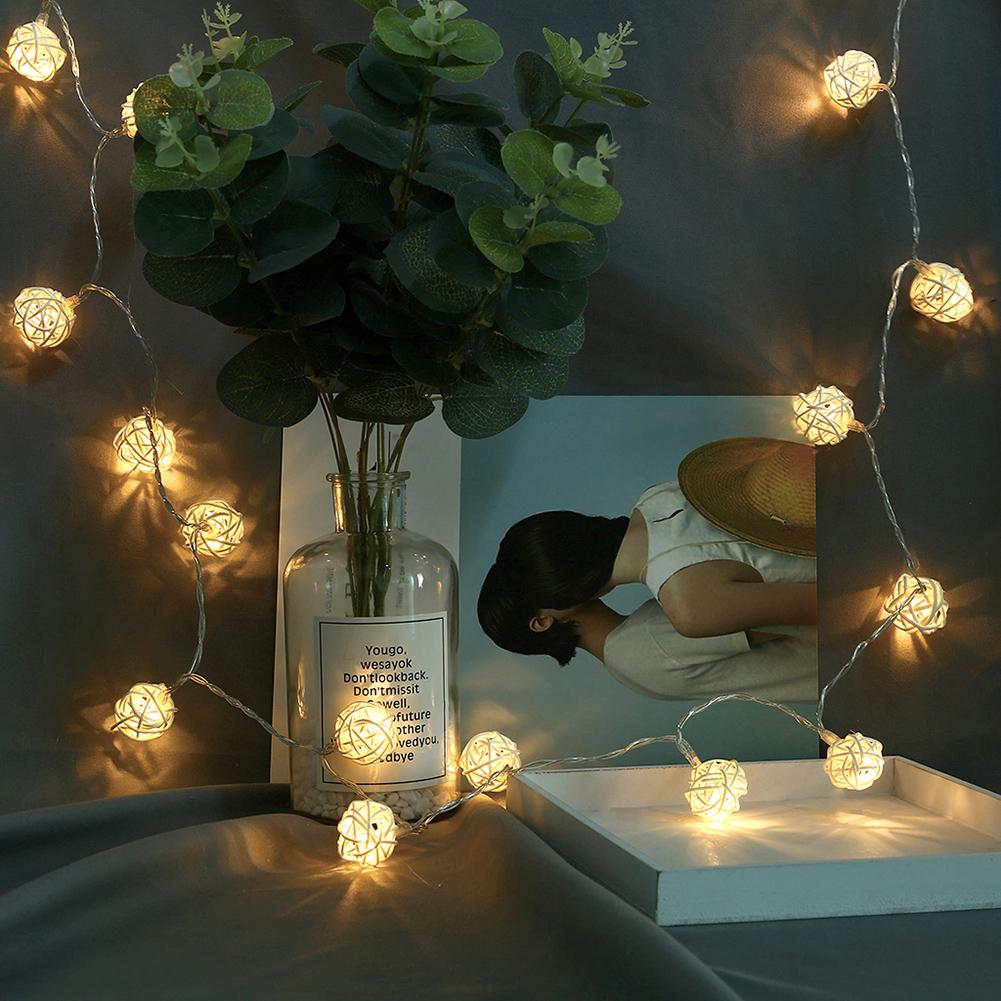Buy 2.3m 20LED Rattan Ball Fairy Light String Garland Home Party Decor ...