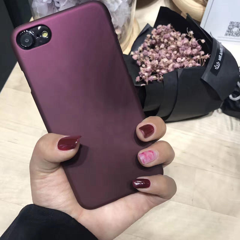 For iPhone 8 7 6 6s Plus 5 5s SE XR XS MAX Wine Red Hard PC Frosted ...