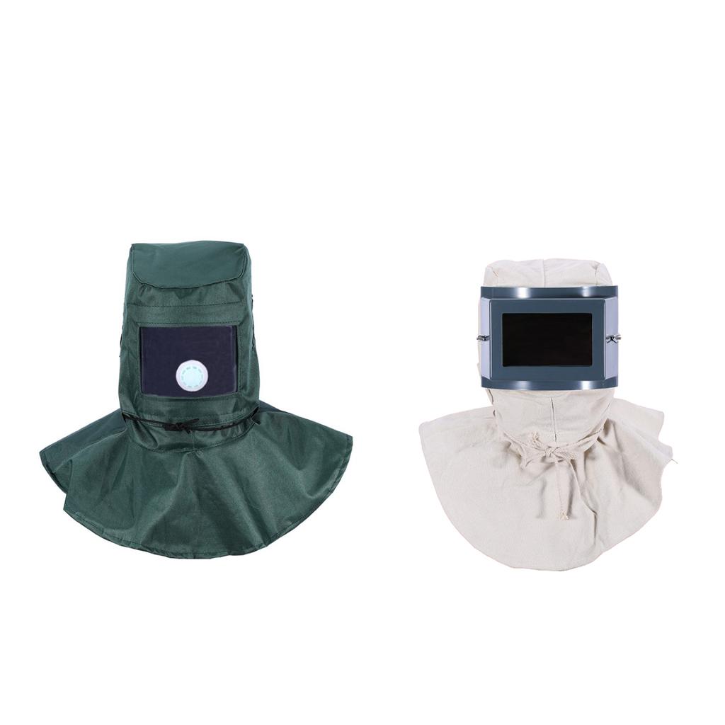 Buy Industrial Sand Blasting Hood Mask Anti Wind Protective Tool Green ...