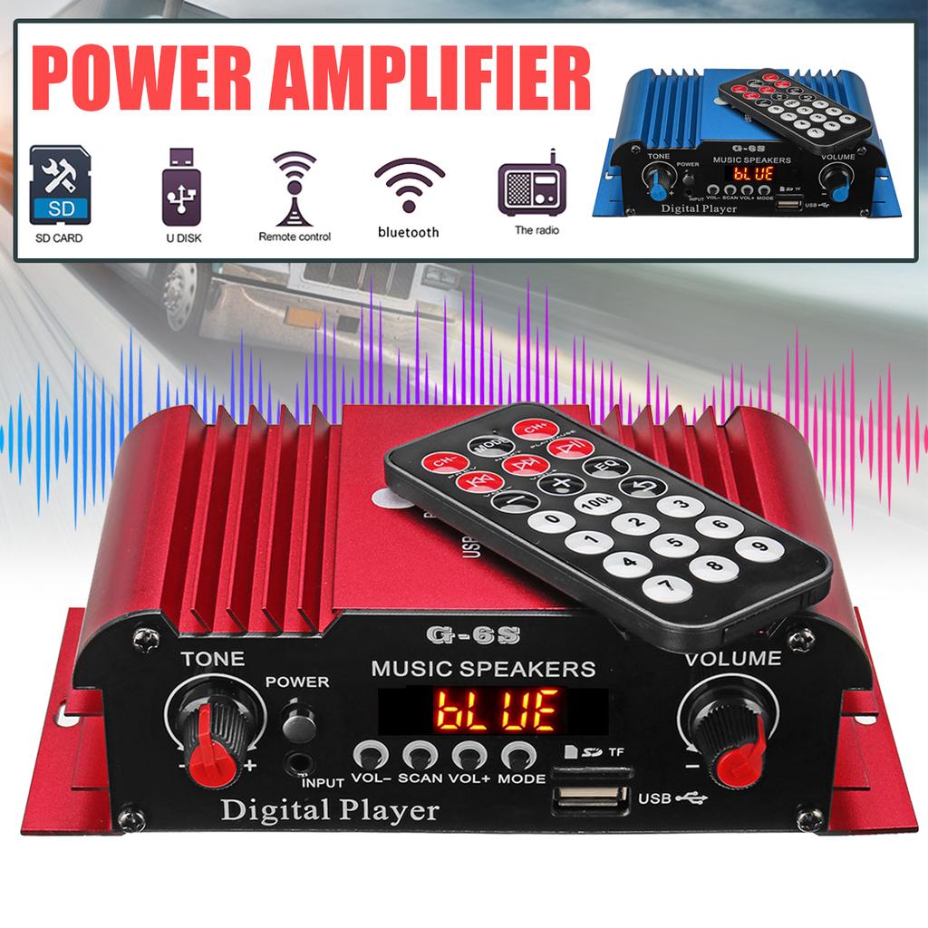 2CH Mini Power Amplifier Remote Control Bluetooth HIFI Digital Power ...