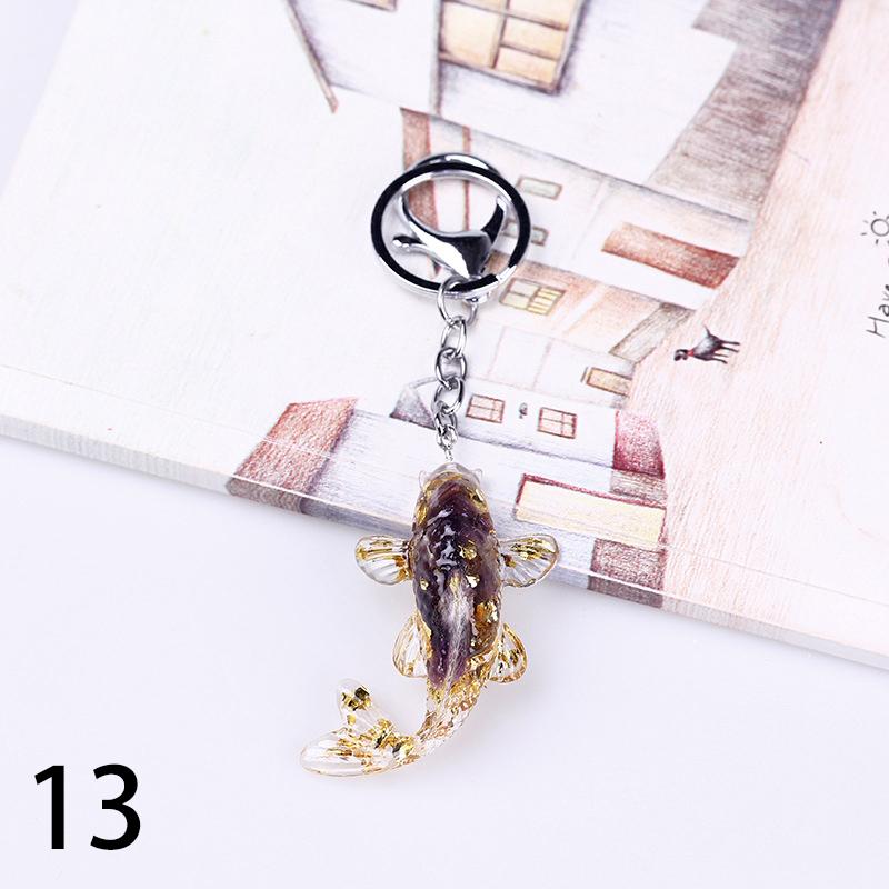 Buy 1PC Cute Crystal Epoxy Fish Keychains Bag Charm Key Rings Lucky Car ...