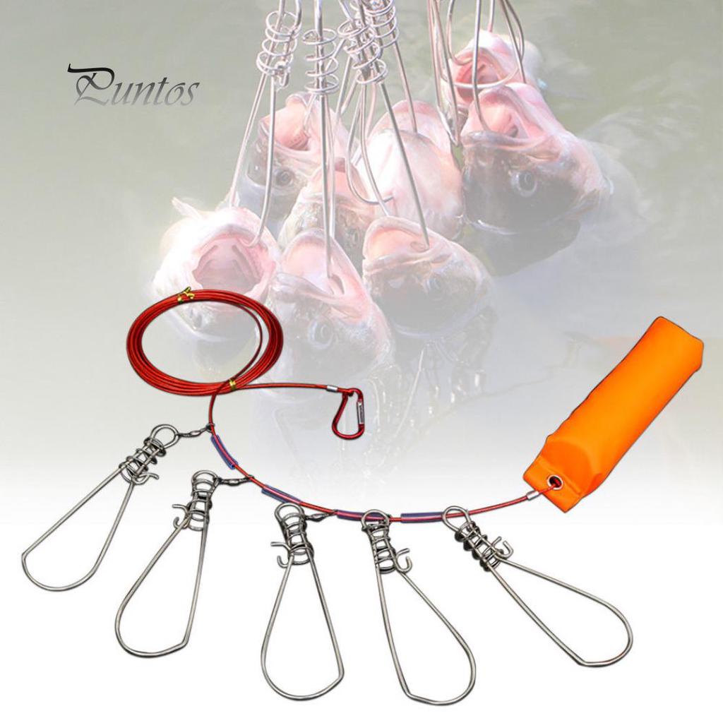 Cheap Stainless Steel Heavy Duty Fishing Stringer 5 Hooks Snap Lock ...