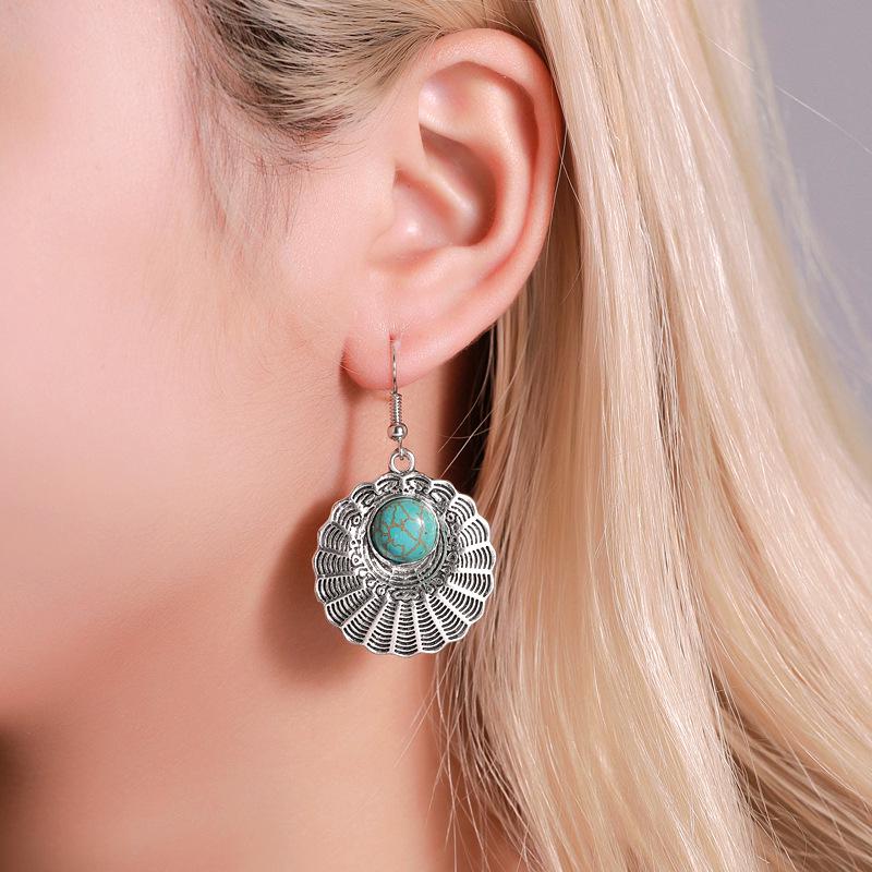 Buy National Wind Ear Temperament Fan-Shaped Retro Earrings Court Wind ...