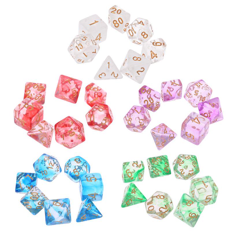 Satın alın 7pcs/set Transparent Sided Dice D4 D6 D8 D10 D12 D20 Dungeons & Dragon D&D RPG Poly ...