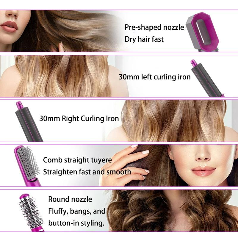 Buy 5 In 1 Hair Dryer Hot Comb Set Wet and Dry Professional Curling ...