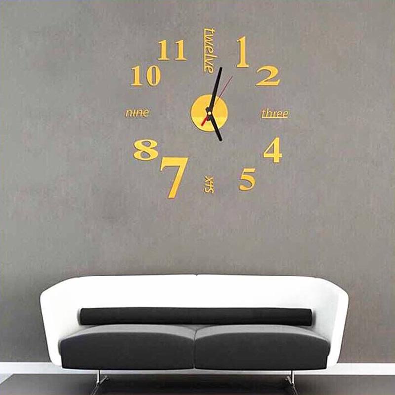 Buy 3D Wall Clock Mirror Wall Stickers Decals Removable Wall Clocks ...