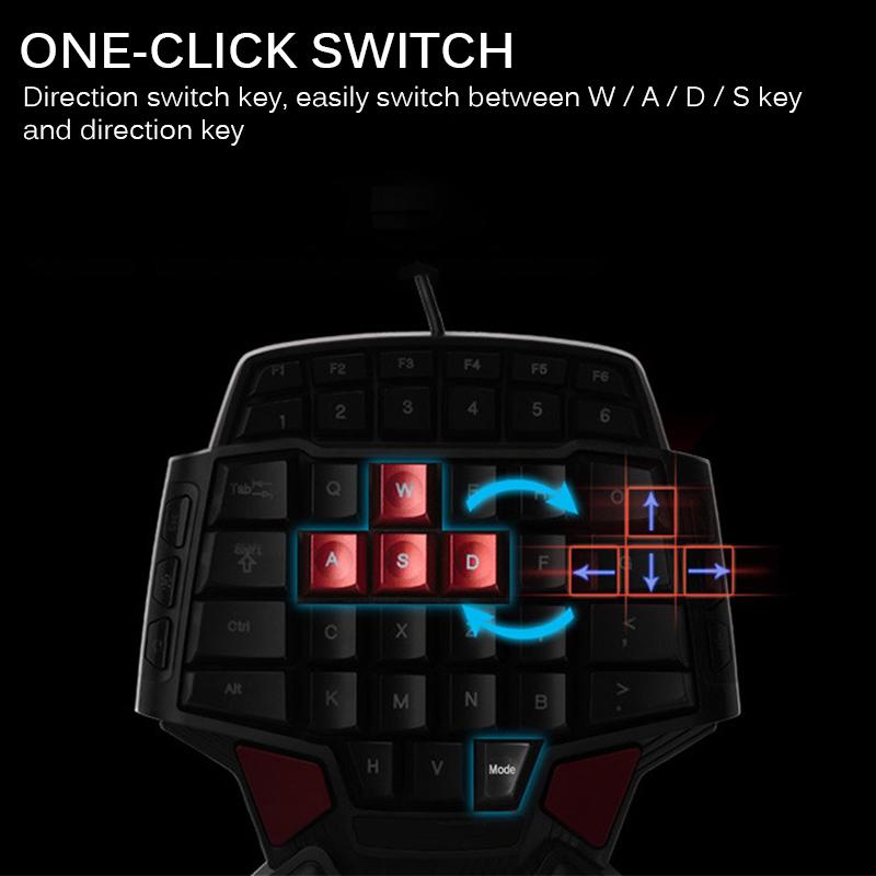Buy Gaming keyboard double space left and right hand USB single hand ...