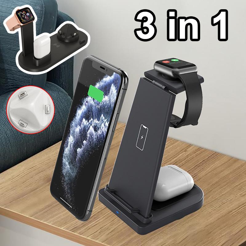 Buy Wireless Charger Stand 3 In 1 Fast Charging Dock Station for IPhone ...