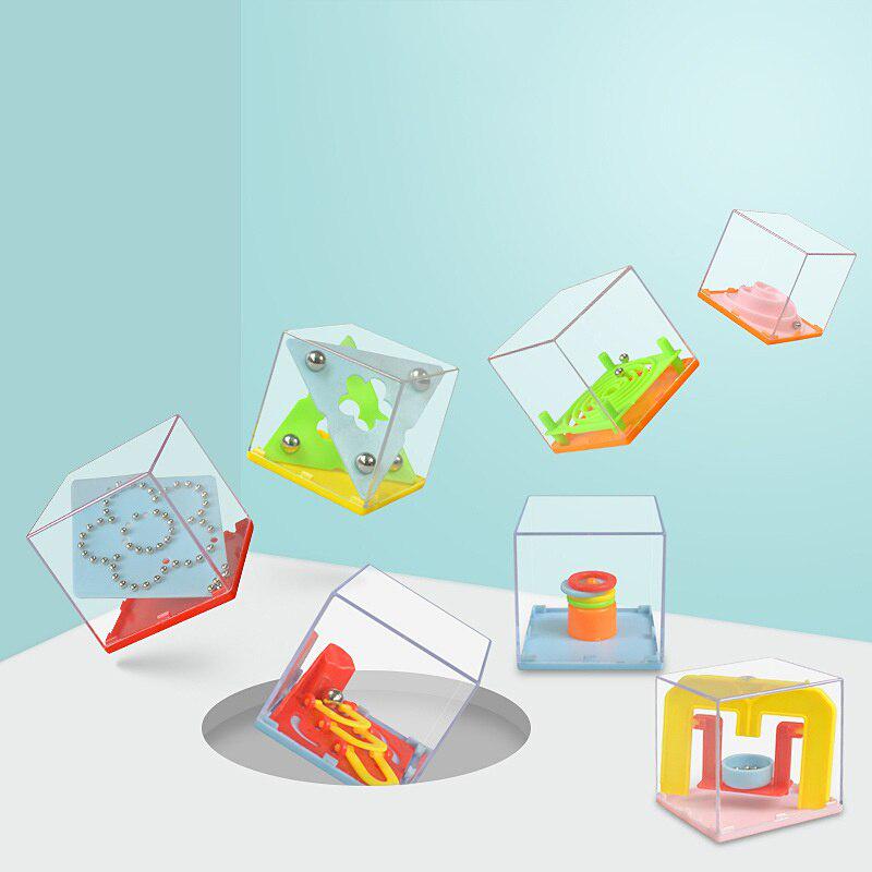 12pcs/set Kids 3D Cube Puzzle Maze Toy Hand Game Case Box Brain Game ...
