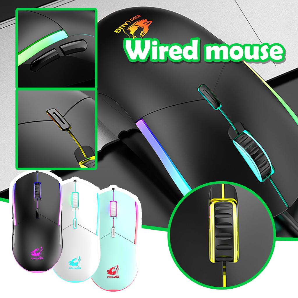 Buy V 7 Gaming Mouse 7 Color Lighting Optical Mouse 2400DPI Adjustable ...